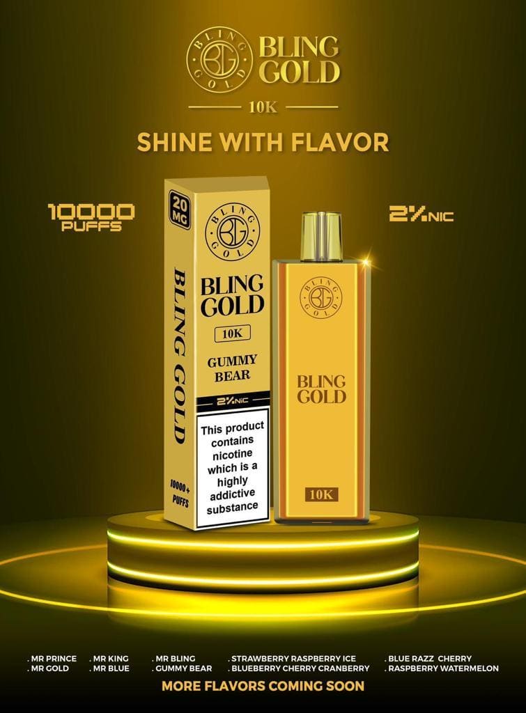 Bling Gold 10K Puffs Disposable Vape | Premium Vaping for £11.75