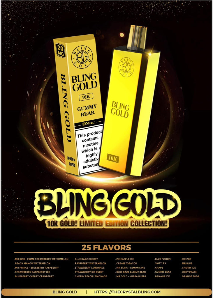 Bling Gold 10K Puffs Disposable Vape | Premium Vaping for £11.75