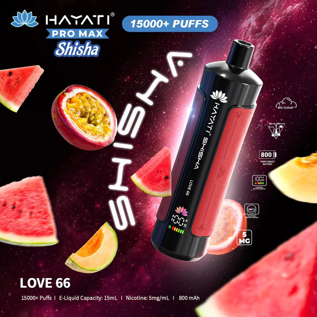 Hayati Pro Max Shisha 15000+ Puffs Disposable Vape - Apple Mint Grape ...